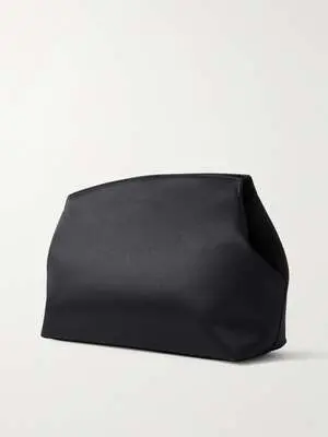LIFFNER Leather-trimmed Satin Clutch - Black