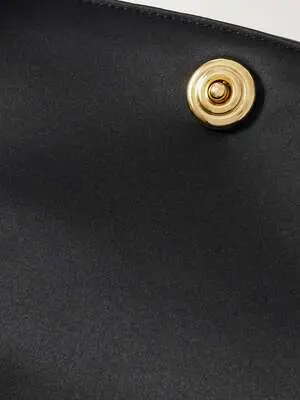 LIFFNER Leather-trimmed Satin Clutch - Black