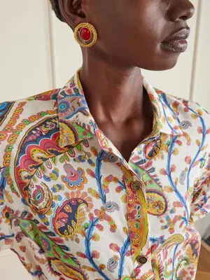 Etro Belted Paisley-print Cotton-voile Midi Shirt Dress - Multi