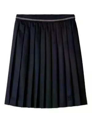 Miu Miu Pleated Embroidered Logo Midi Skirt