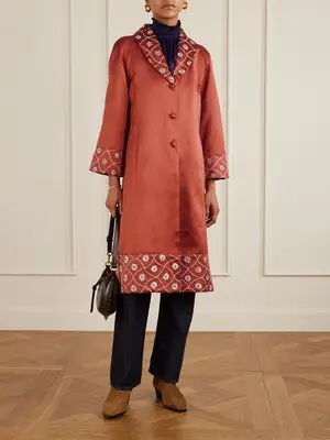 BODE Embroidered Cotton And Silk-blend Coat