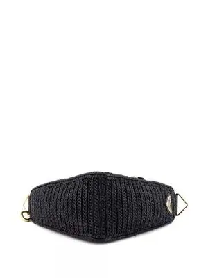 Prada Triangle Logo Zip Crochet Raffia Small Crossbody Bag