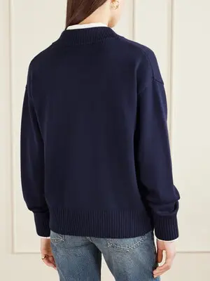 Ami Intarsia-knit Wool And Cotton-blend Cardigan