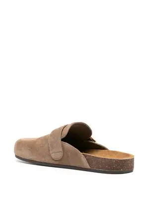 Tory Burch Mellow Suede Leather Slippers - Grey