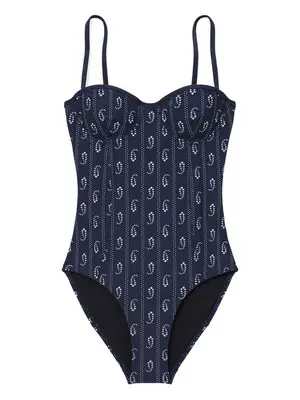 Tory Burch Printed Underwired One-piece Swimsuit - Blue