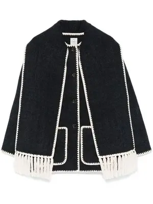 TOTEME Embroidered Scarf Wool Jacket - Grey