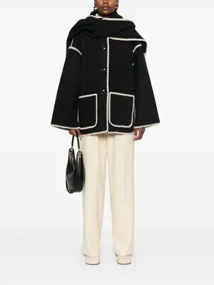 TOTEME Embroidered Scarf Wool Jacket - Grey