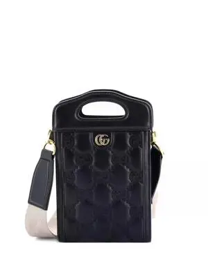 Gucci Top Handle Gg Matelasse Leather Mini Crossbody Bag - Black