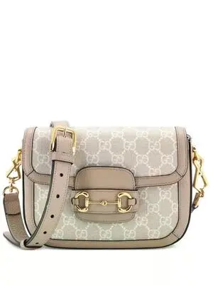 Gucci Horsebit 1955 Mini Crossbody Bag Gg Coated Canvas With Leather