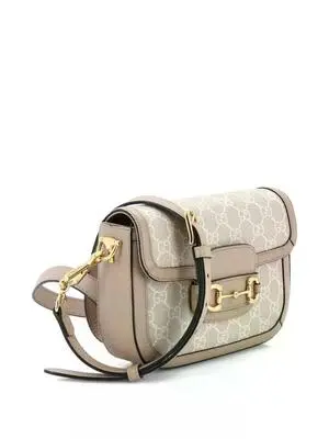 Gucci Horsebit 1955 Mini Crossbody Bag Gg Coated Canvas With Leather