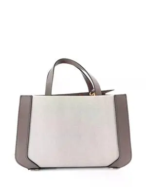 Valentino Garavani Vlogo Canvas And Leather Small Tote Bag - Grey