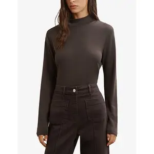 REISS Funnel-neck Jersey Top