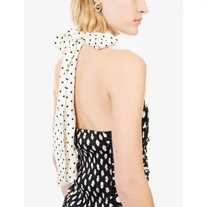 AMY LYNN Polka Dot Scarf-neck Satin Top