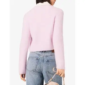 Maje Ribbed Knitted Cardigan With Bow Detail - Pink