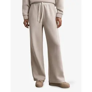 REISS Laney Wide-leg Jersey Jogging Bottoms - Stone
