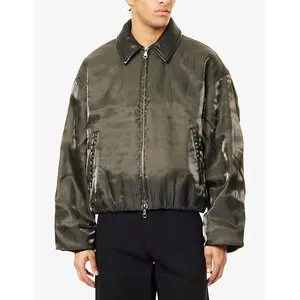 COLE BUXTON Leather-collar Woven Jacket