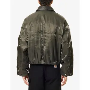 COLE BUXTON Leather-collar Woven Jacket