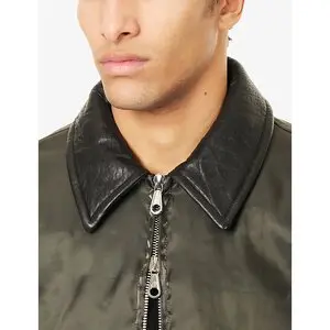 COLE BUXTON Leather-collar Woven Jacket