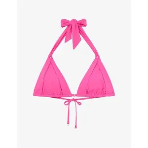 REISS Matilda Triangle-Cup Bikini Top Pink