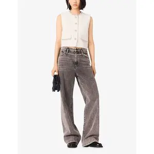 Maje Sleeveless Bead-embellished Tweed Jacket - Ecru