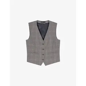 Maje Checked Stretch Wool-blend Waistcoat