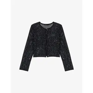 Maje Rhinestone-embellished Knitted Cardigan