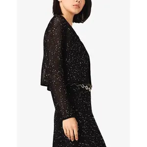 Maje Rhinestone-embellished Knitted Cardigan