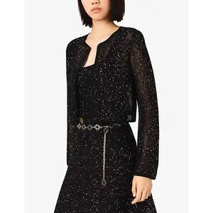 Maje Rhinestone-embellished Knitted Cardigan