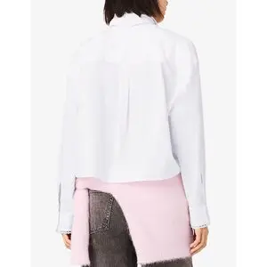 Maje Cropped Crochet-collar Cotton Shirt