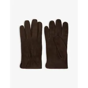 Boggi Milano Topstitched Suede Gloves - Brown