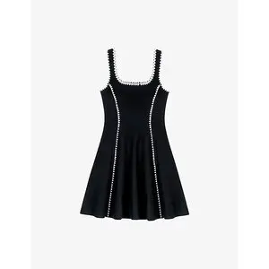 Maje Sleeveless Flared-skirt Knitted Mini Dress