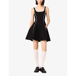 Maje Sleeveless Flared-skirt Knitted Mini Dress