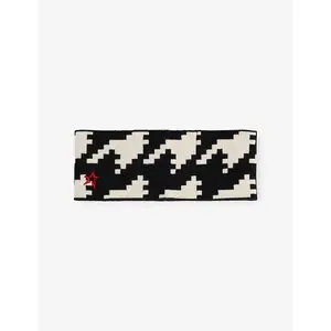 Perfect Moment Knitted Wool-blend Headband - B&w Houndstooth