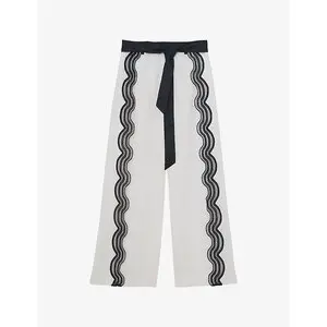 REISS Side-split Scalloped Woven Trousers