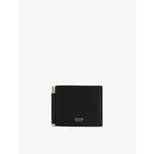 TOM FORD T Line Leather Money Clip Wallet - Black