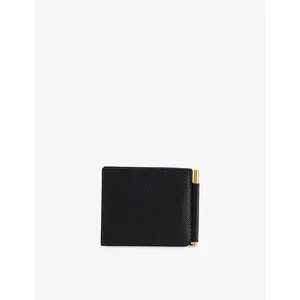 TOM FORD T Line Leather Money Clip Wallet - Black