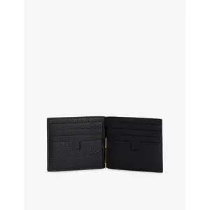 TOM FORD T Line Leather Money Clip Wallet - Black