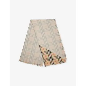 Burberry Checked Wool And Silk-blend Scarf - Sand