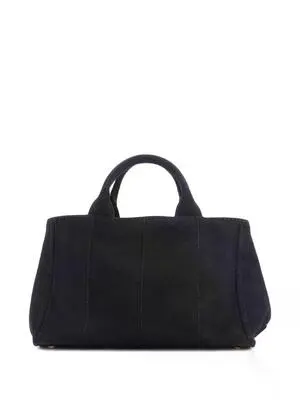 Prada Canapa Convertible Canvas Medium Tote Bag - Black