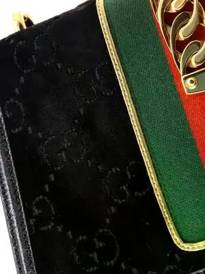 Gucci Sylvie Small Gg Velvet Shoulder Bag - Black