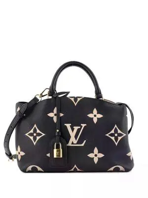 LOUIS VUITTON Petit Palais Handbag Bicolor Monogram Empreinte Giant Satchel - Black
