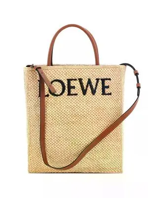 Loewe Raffia And Leather North South Tote Bag - Brown