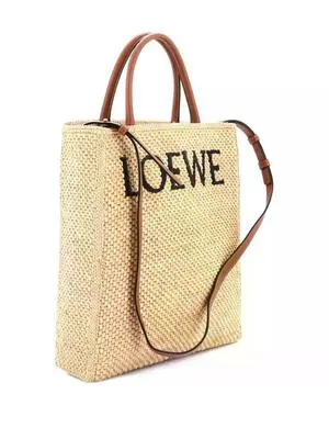 Loewe Raffia And Leather North South Tote Bag - Brown