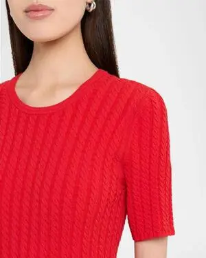 JASON WU Cable-knit Midi Sweater Dress - Papaya
