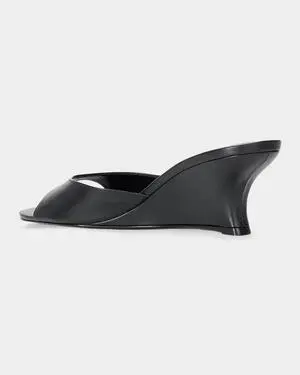 Staud Brigitte Leather Wedge Mules - Black