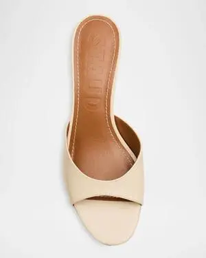 Staud Brigitte Leather Wedge Mules - Cream