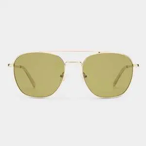 Le Specs Metaphor | Mono Aviator Sunglasses - Gold Olive