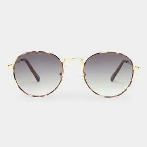 Le Specs Lost Legacy Round Sunglasses - Gold And Tort