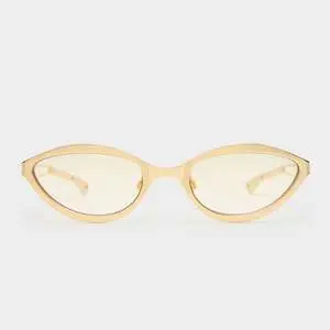 Le Specs Glitch Metal Rimmed Sunglasses - Bright Gold