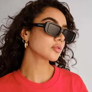 Le Specs Blackpool Rectangle Frame Sunglasses - Black